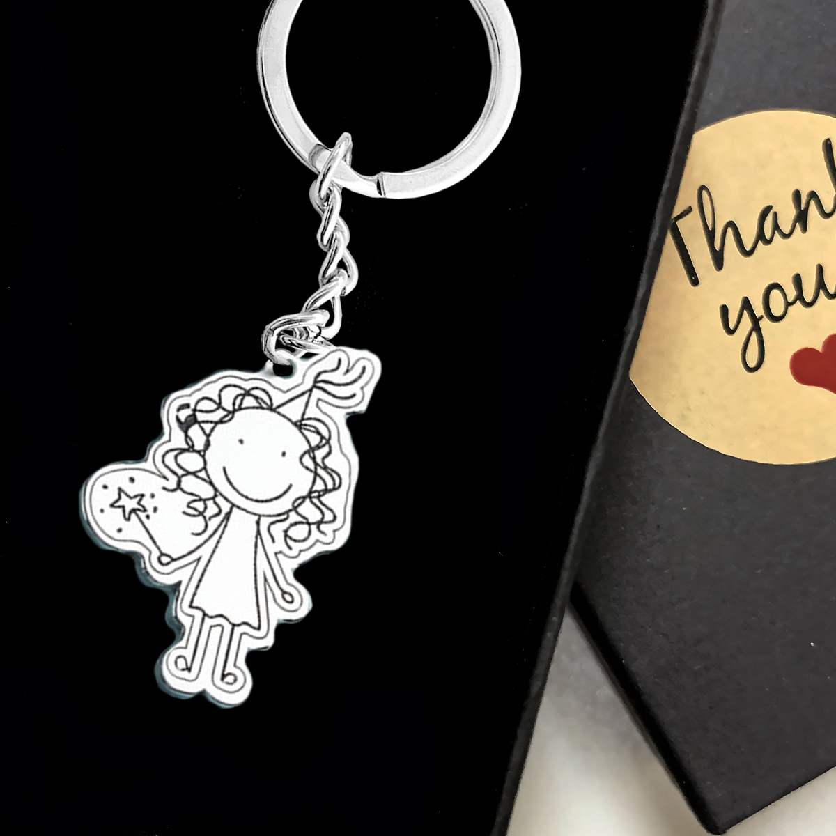 Children Artwork Keychain 925 Sterling Silver