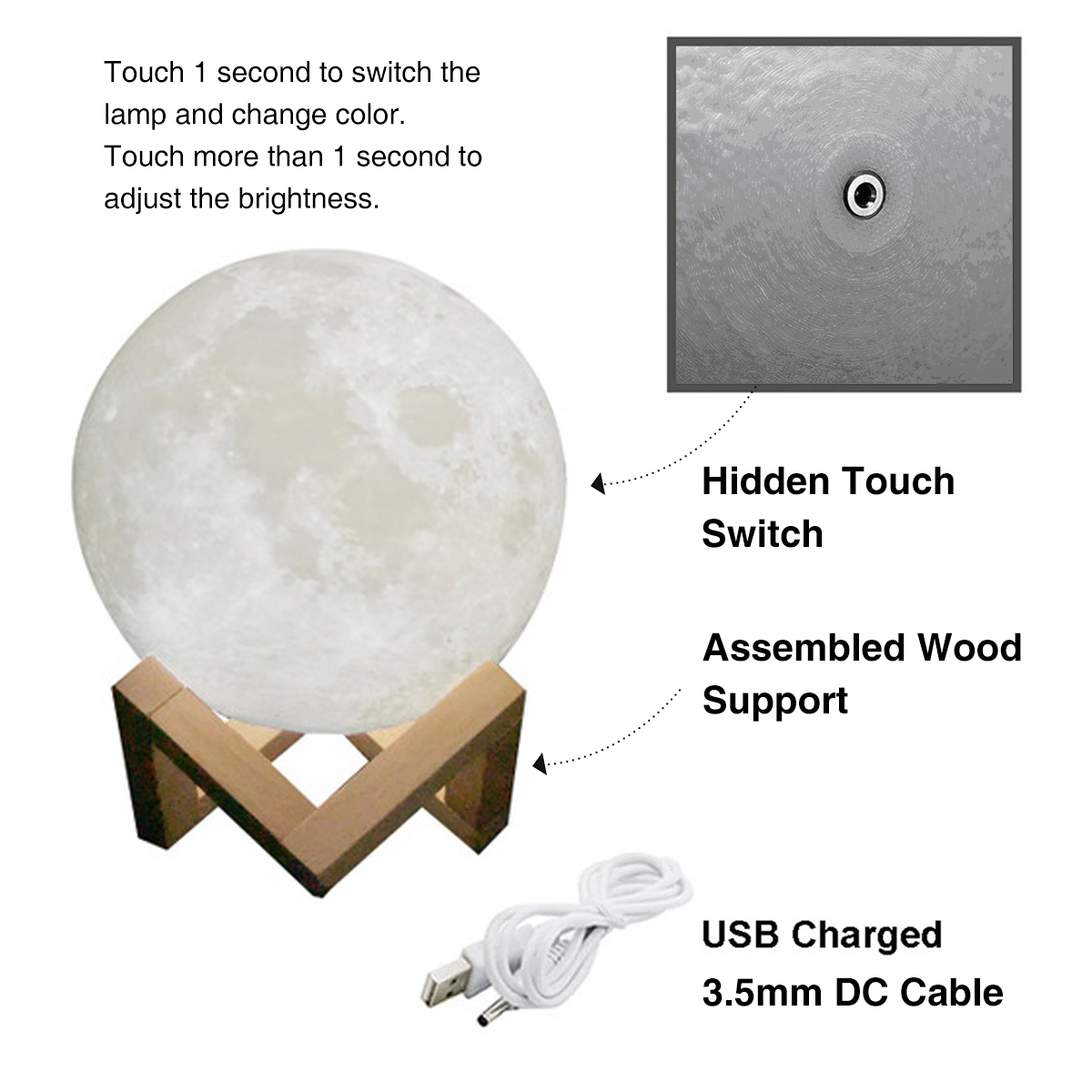 Custom Photo Engraved Moon Lamp(12cm)