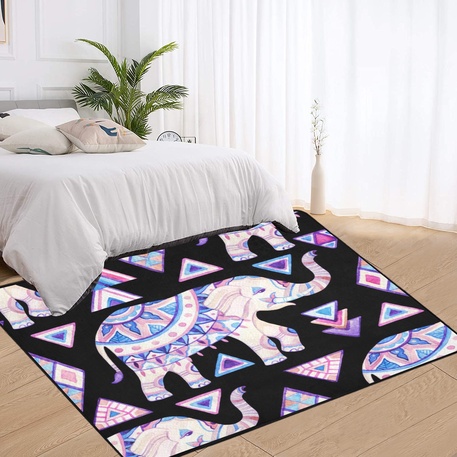 Custom Area Rug with Black Binding - Custom Print Product | InterestPrint