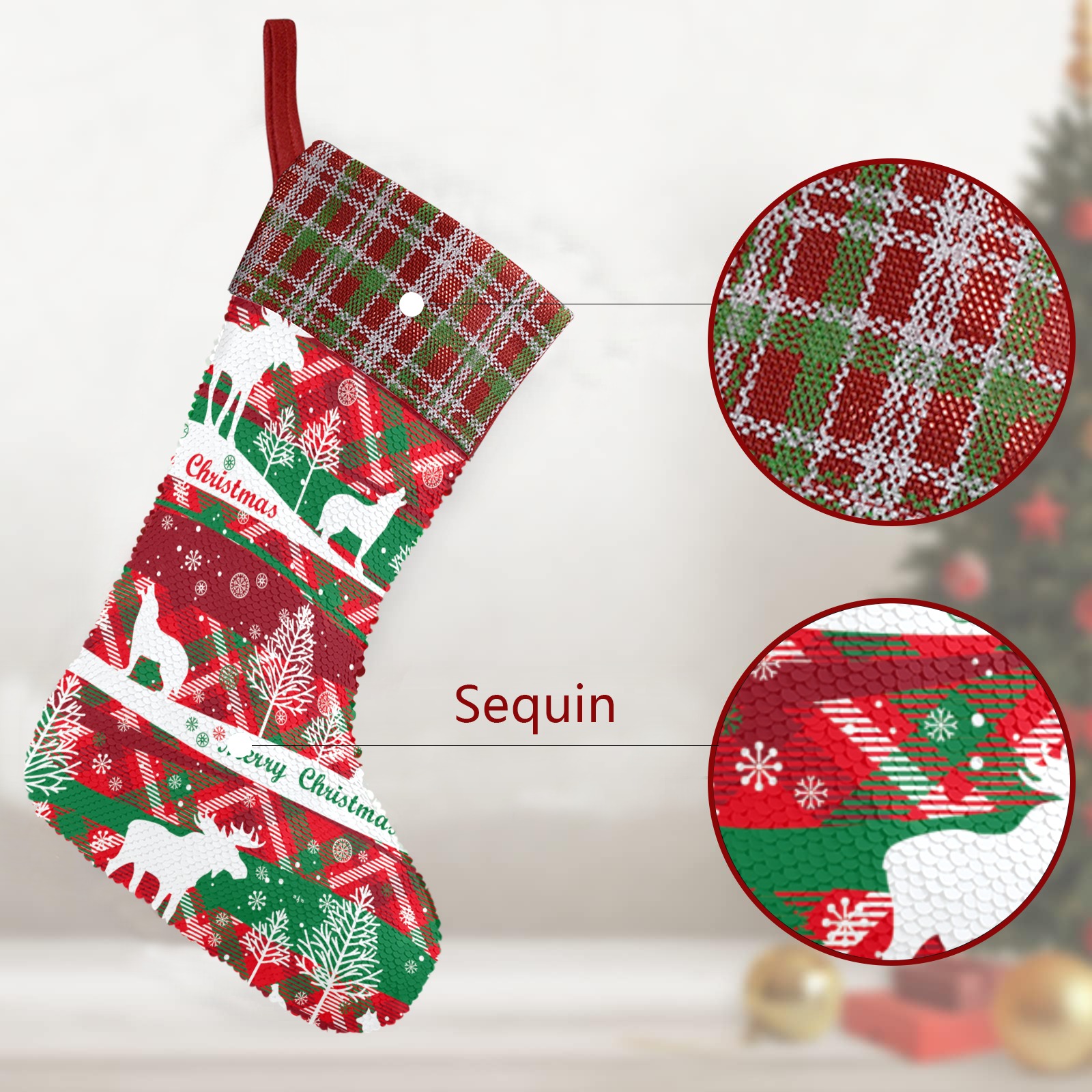Personalized Sequin Christmas Stockings-Create Your Own|InterestPrint