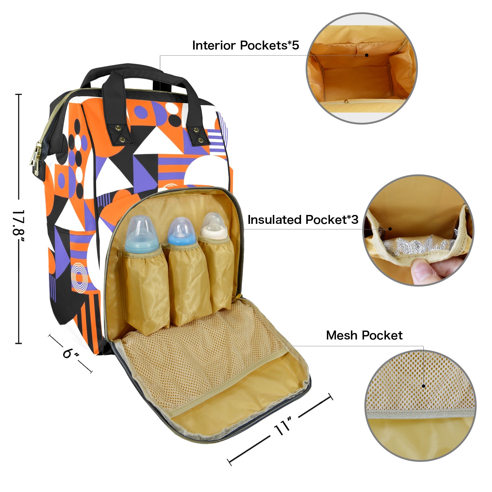 New Custom Diaper Bag-Large(Model 1688）- InterestPrint