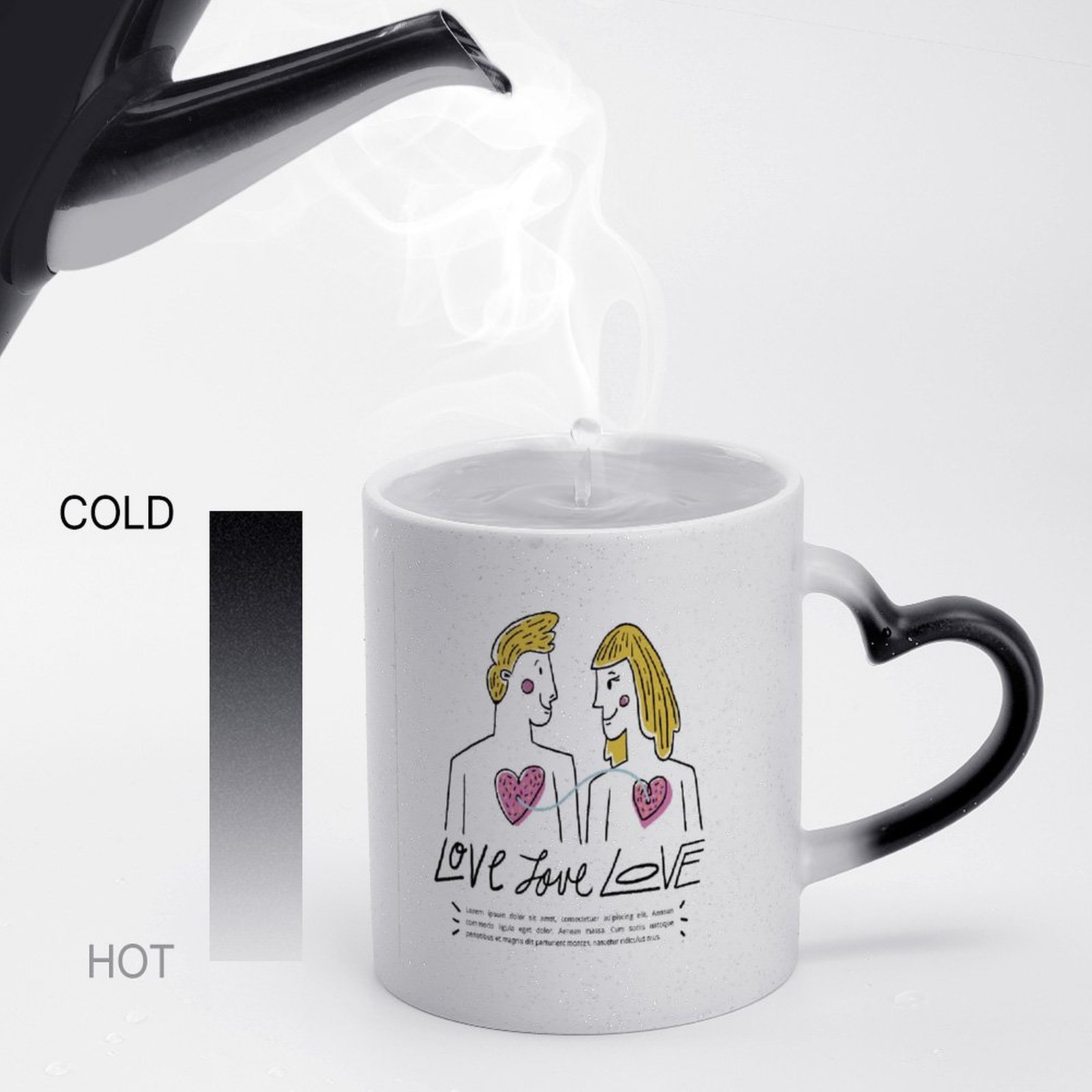 Custom Magic Mug - Heart Handle - InterestPrint | Print on Demand